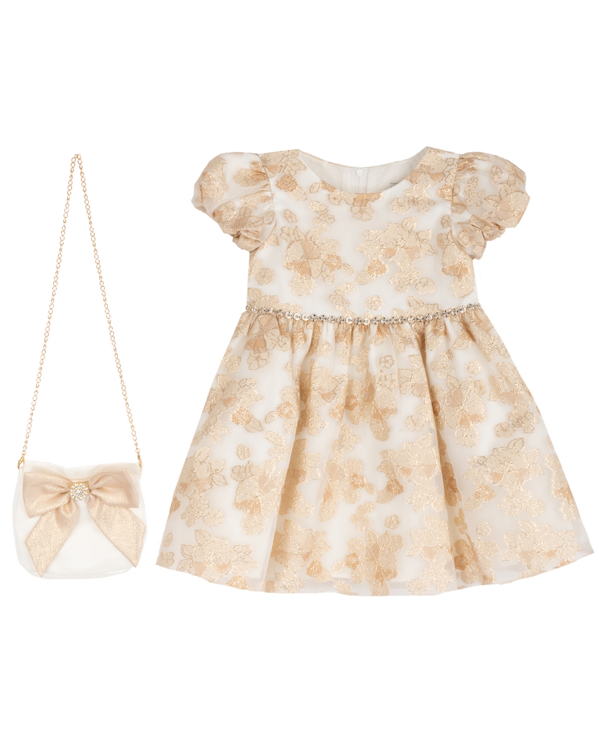 Click here for Rare Editions Toddler Girls 2T-4T Gold Organza Bub... prices