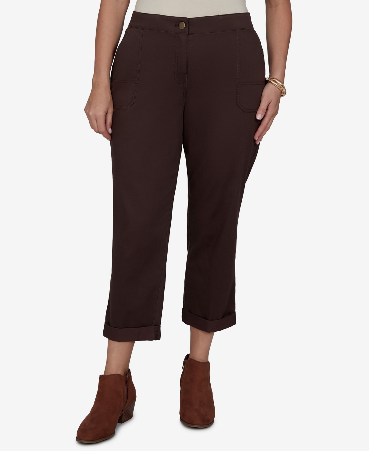 Click here for Ruby Rd. Plus Size Enzyme Wash Straight Cropped Pa... prices