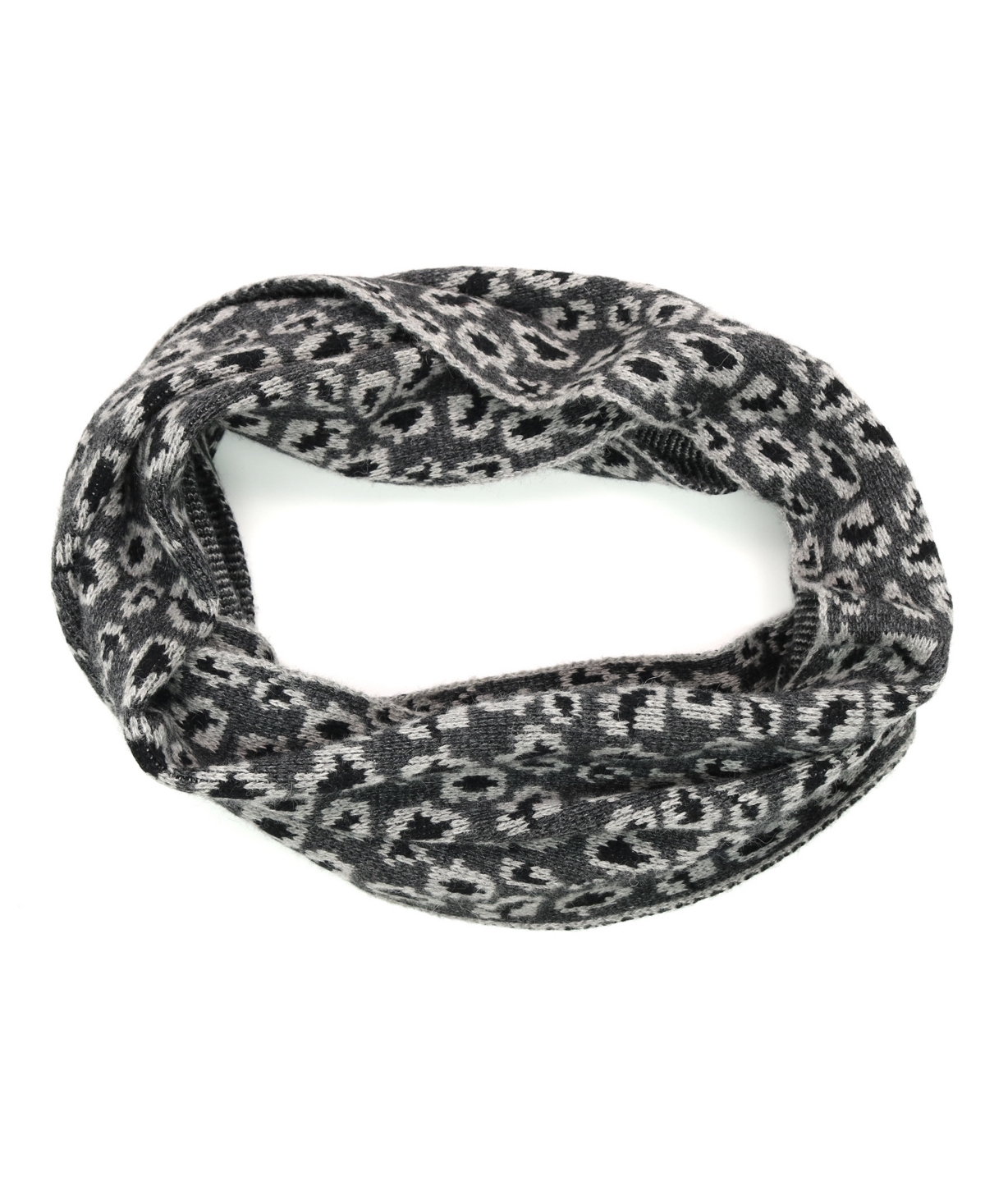 Click here for Portolano Leopard Print Scarf - Charcoal  Light Gr... prices