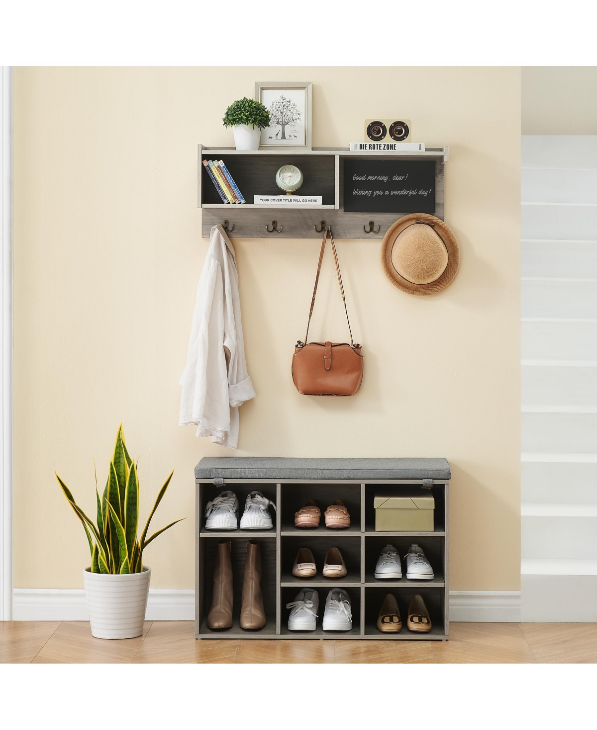 Click here for Gaomon Hall Tree Entryway Bench with Coat Rack 5 H... prices