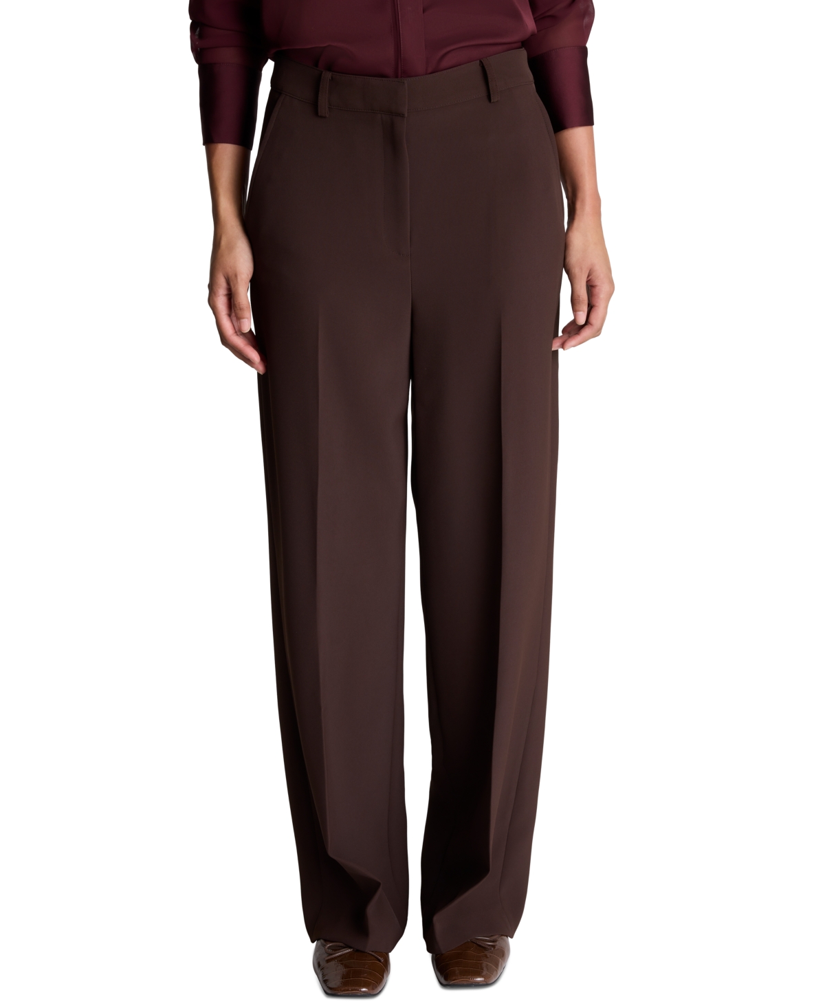 Click here for Kenneth Cole Womens Barrel Leg High-Waist Wide-Leg... prices