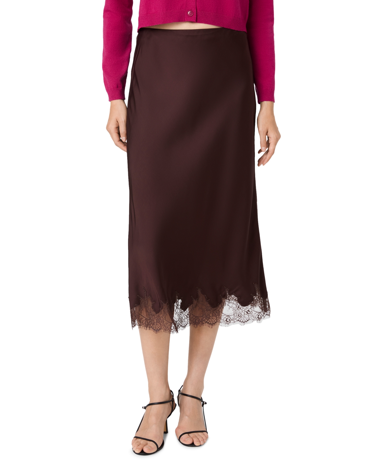 Click here for French Connection Womens Ennis Satin Lace Midi Ski... prices