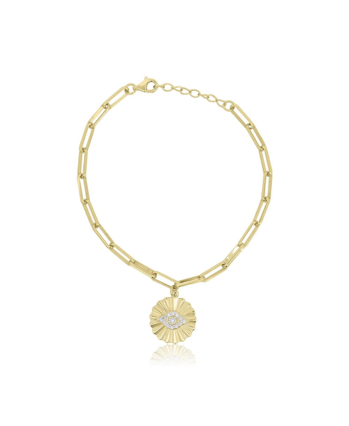Click here for The Lovery Cz Evil Eye Paperclip Charm Bracelet 14... prices