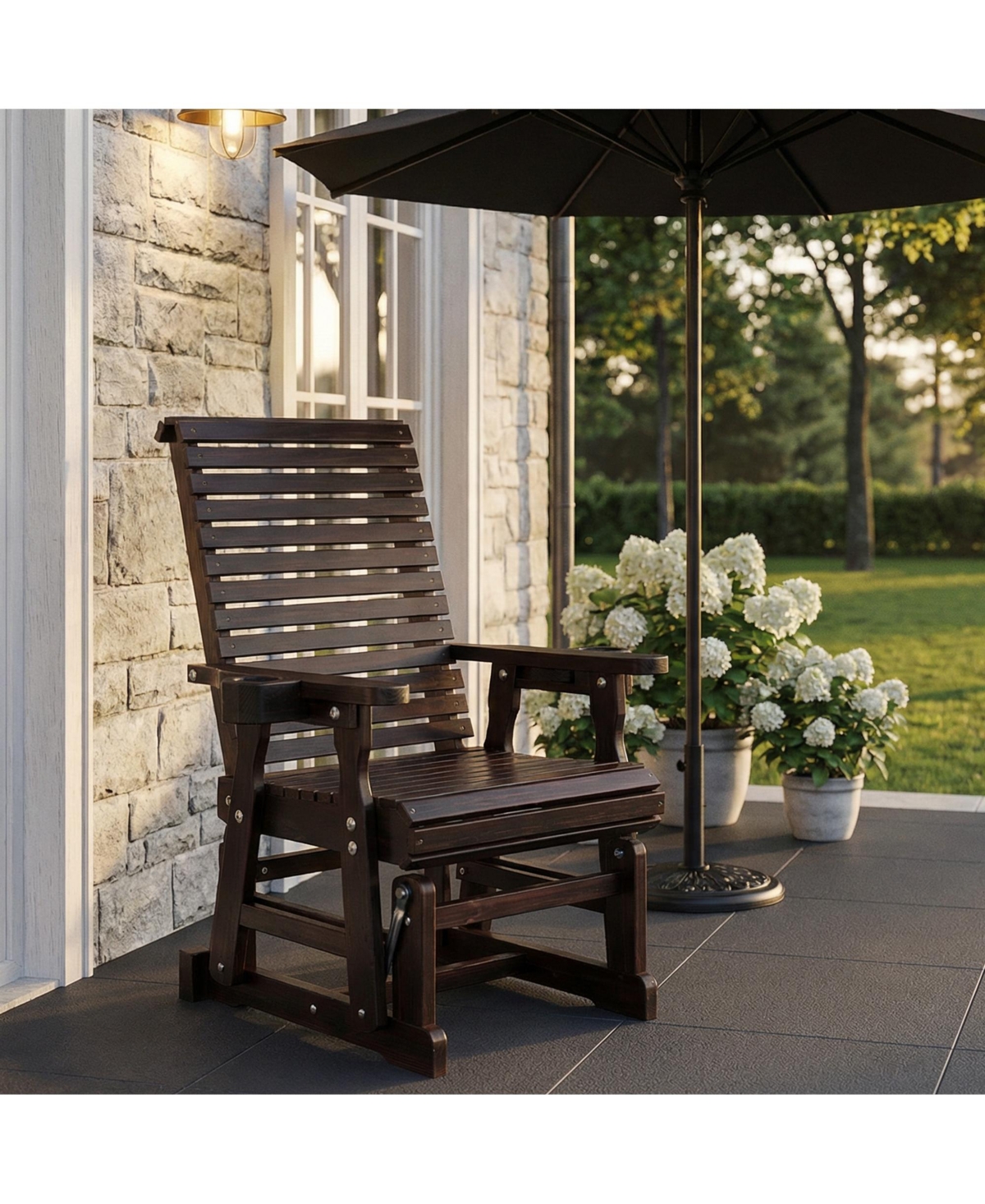 Click here for Mega Casa Solid Wood Outdoor Glider Chair  All-Wea... prices