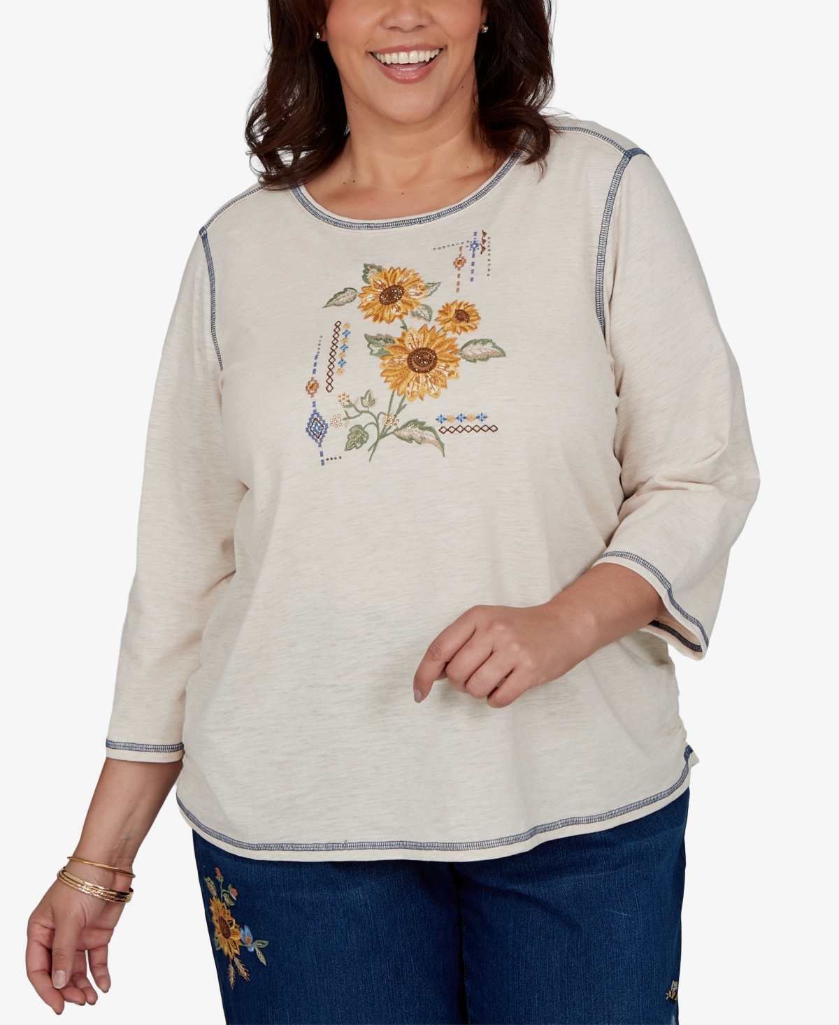 Click here for Alfred Dunner Plus Size 3/4-Sleeve Sunflower-Graph... prices