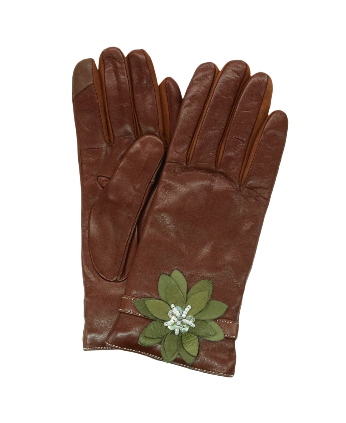Click here for Portolano Tech Leather Gloves - Tobacco/Green prices