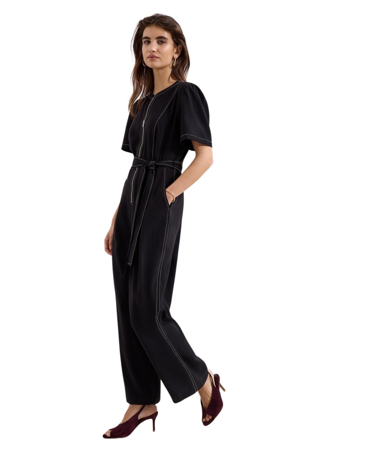 Click here for Phase Eight Womens Alix Contrast Stitch Zip Jumpsu... prices
