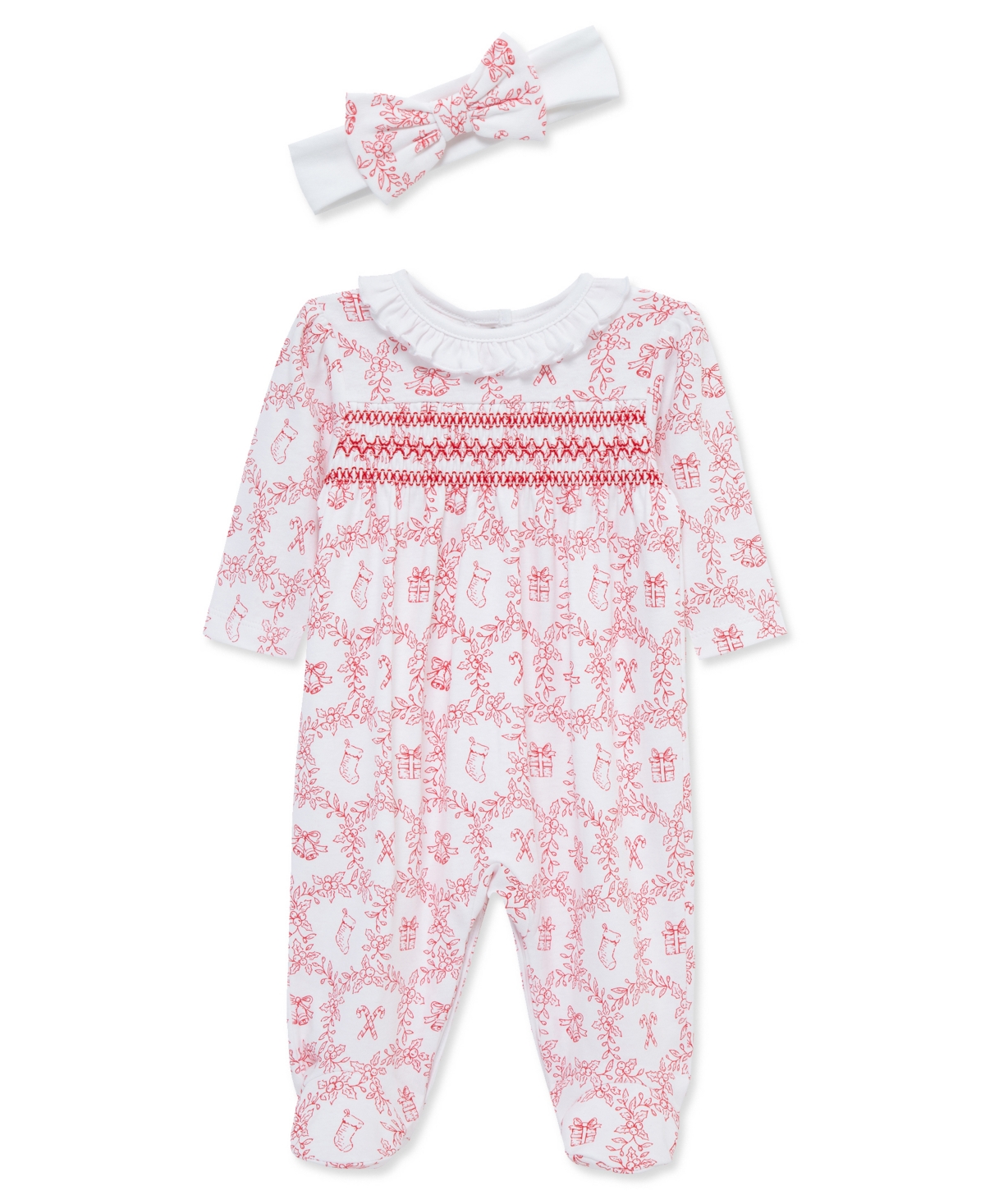 Click here for Little Me Baby Girls Festive Toile Print Footed Co... prices