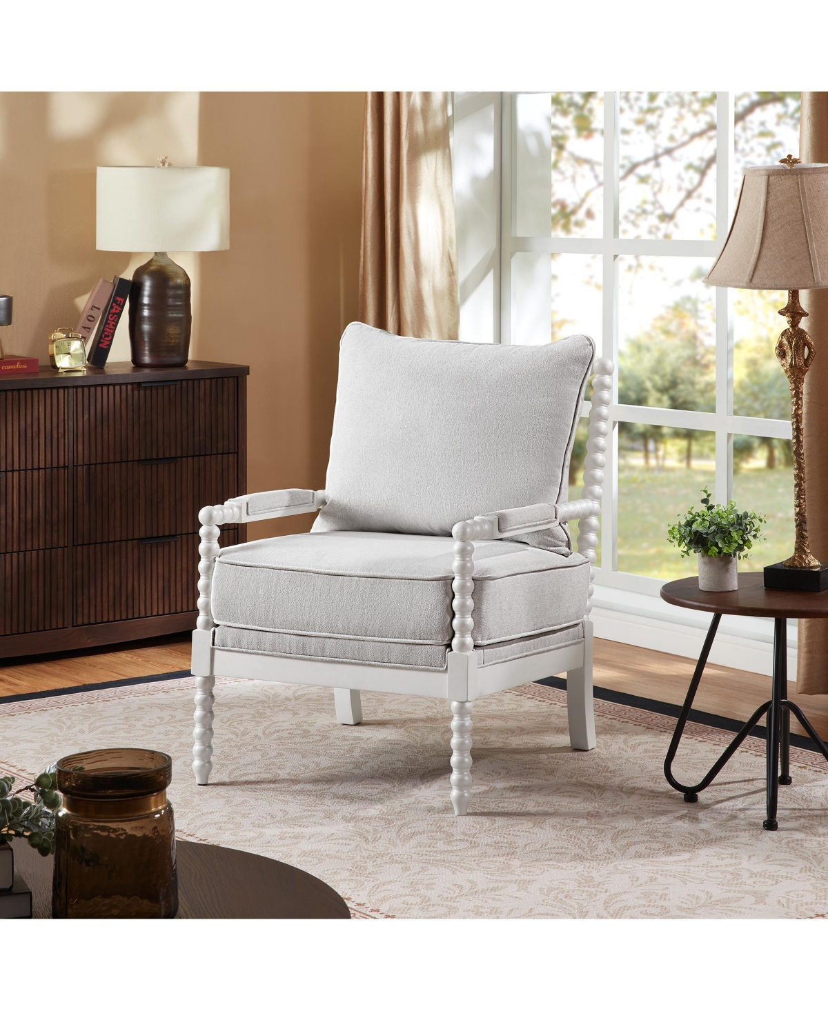Click here for Morden Fort Mid Century Spindle Accent Chair for L... prices