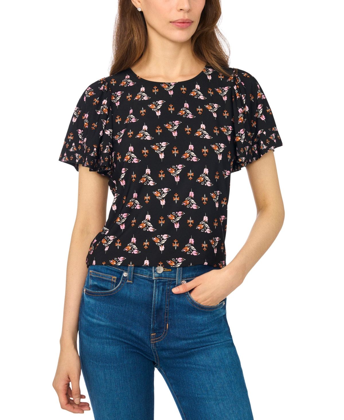 Click here for CeCe Womens Shirred Short-Sleeve Crew Neck Blouse... prices