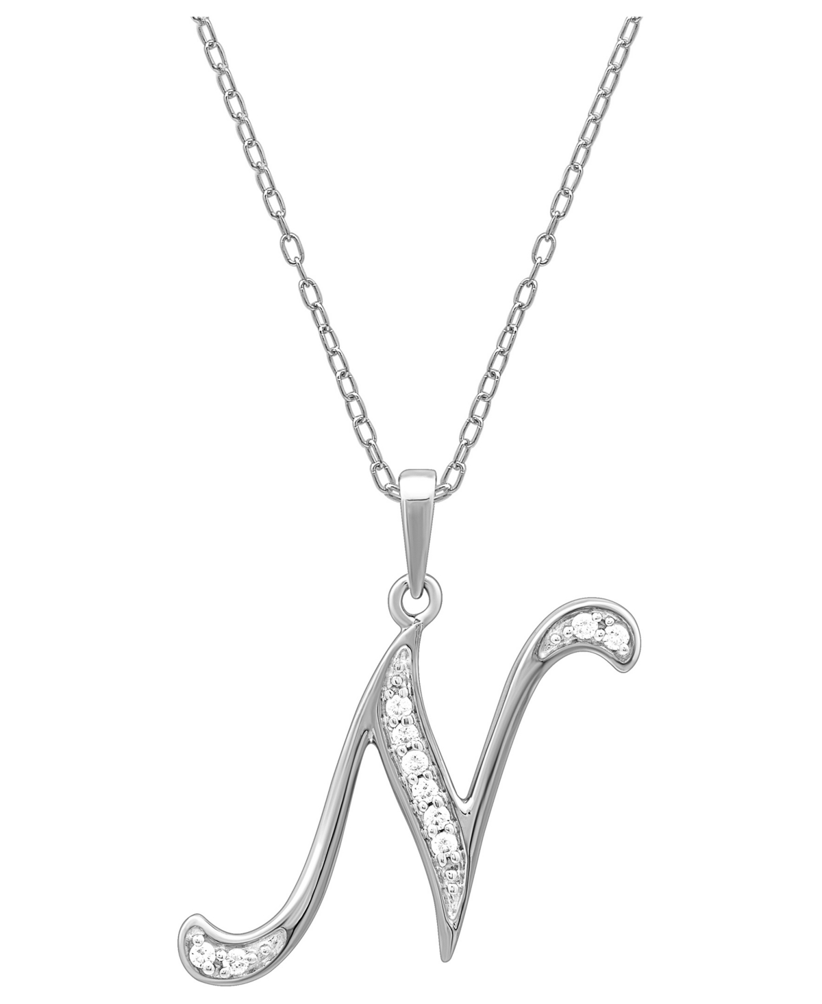 Click here for Diamond N Initial 18 Pendant Necklace (1/10 ct. t.... prices