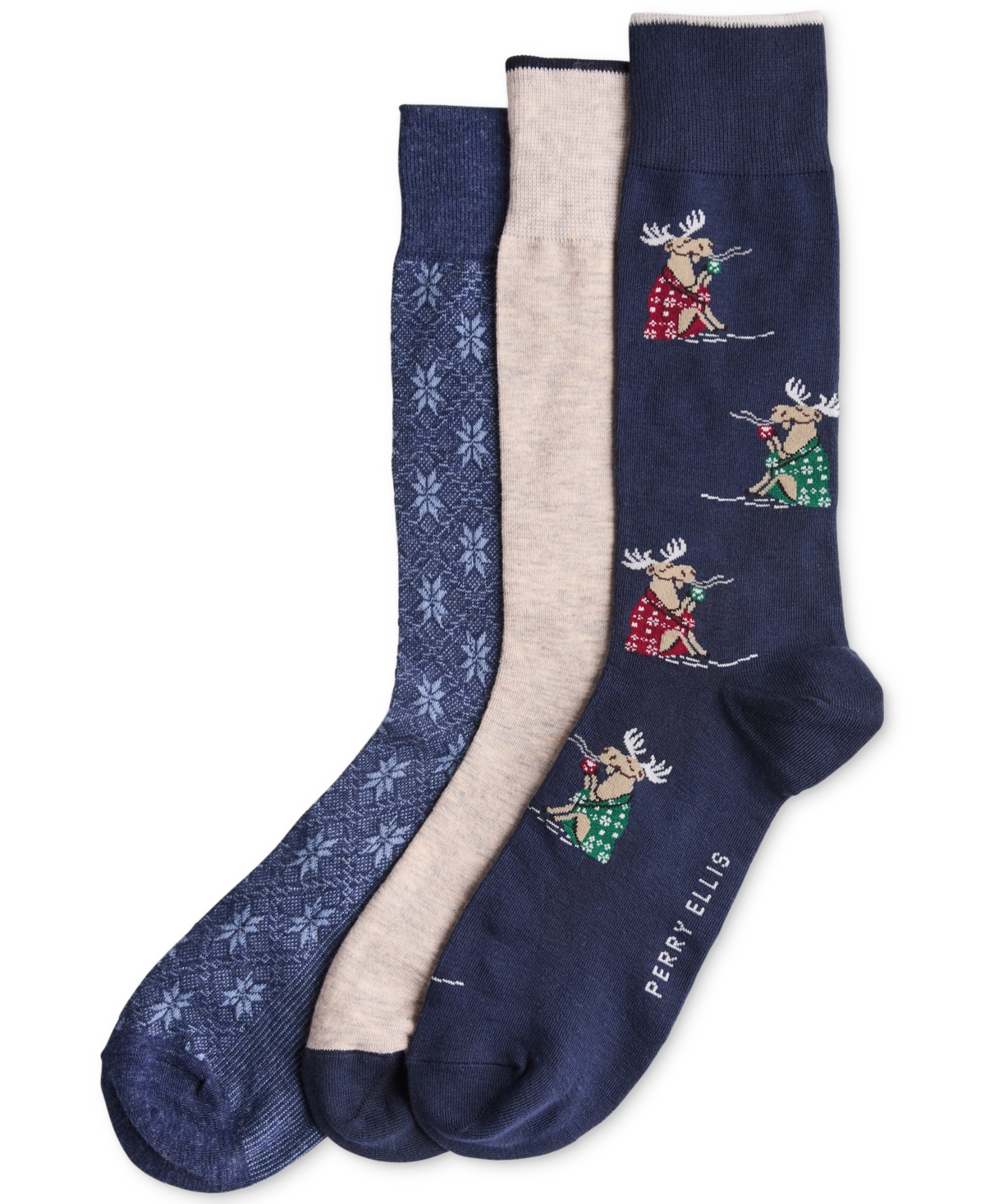 Click here for Perry Ellis Portfolio Mens Moose Flat-Knit Crew So... prices