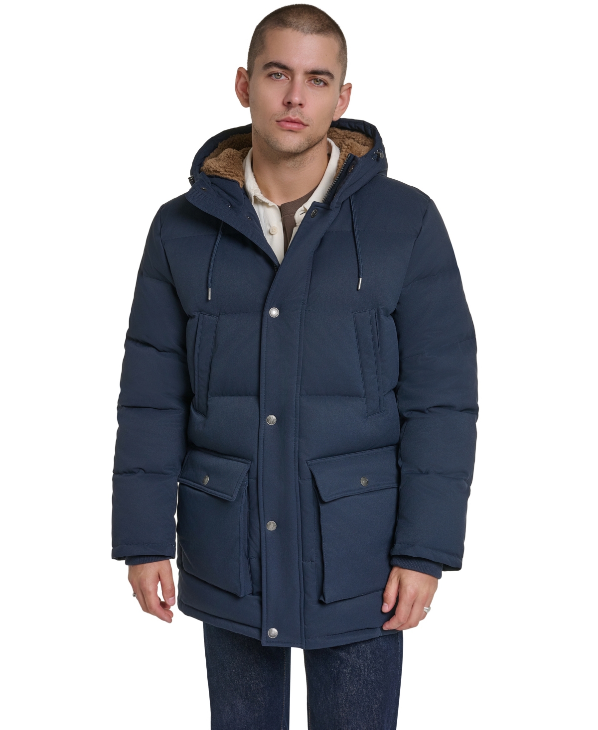 Click here for Levis Mens Classic-Fit Quilted Parka Jacket - Navy prices