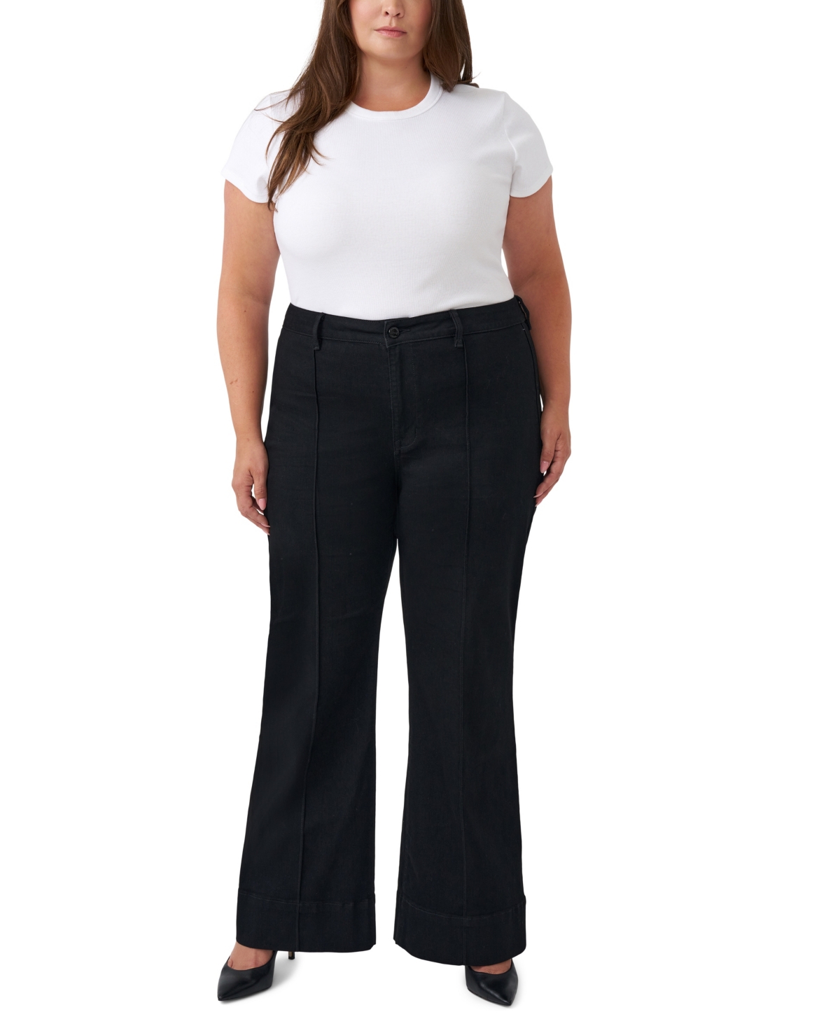 Click here for Seven7 Plus Size High-Waisted Wide-Leg Pintuck Jea... prices