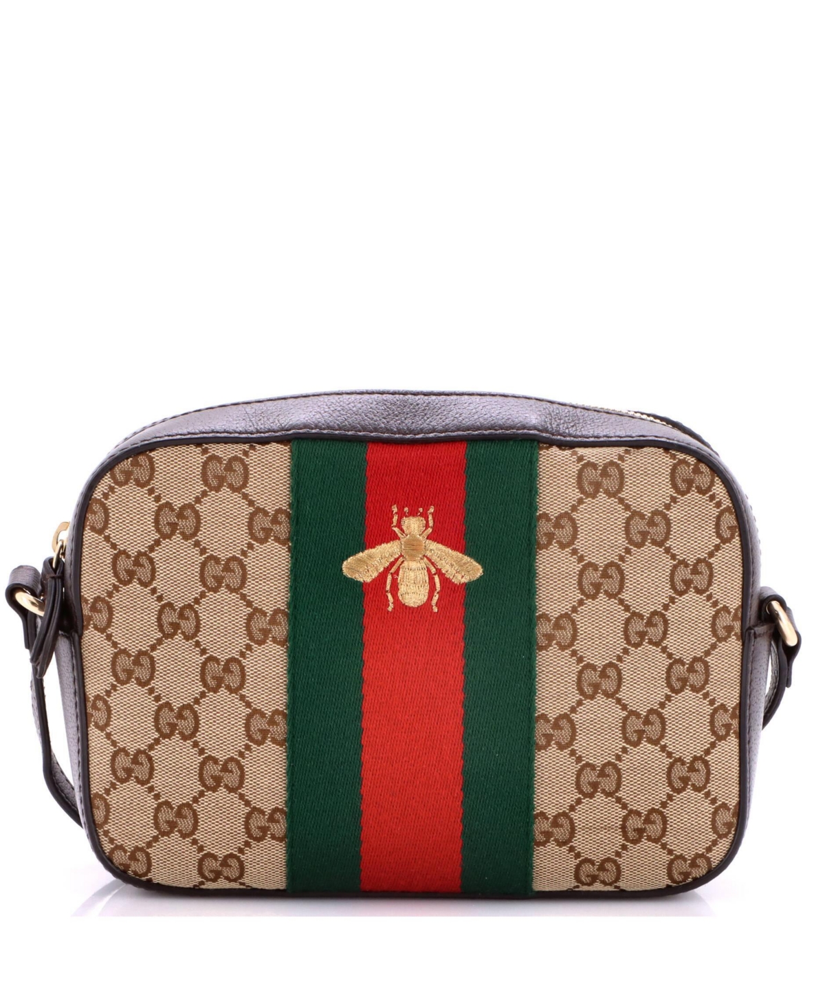 Click here for Pre-Owned Gucci Bee Web Camera Bag Gg Canvas - Bro... prices