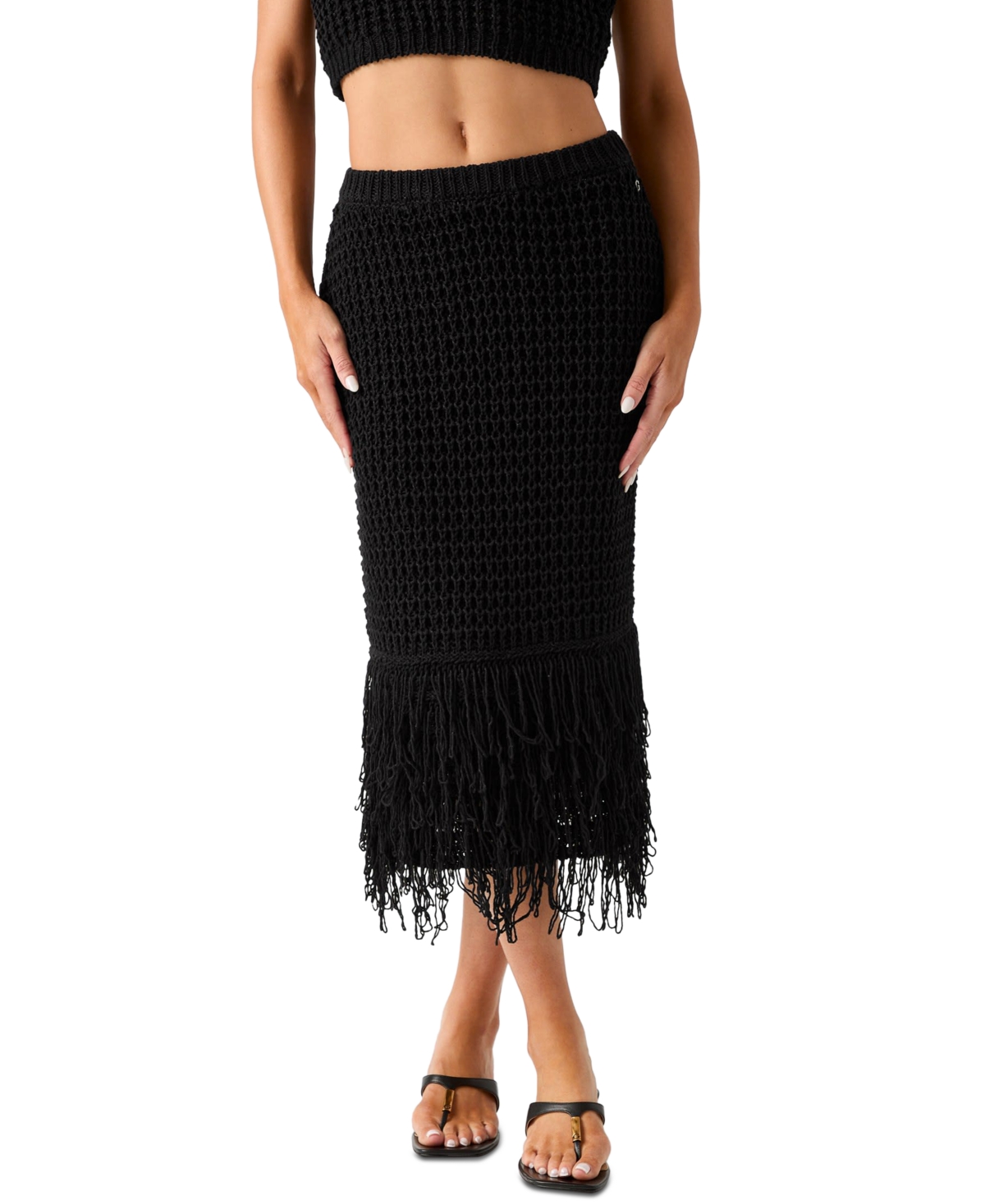 Click here for Guess Womens Remi High-Waisted Midi Fringed Sweate... prices
