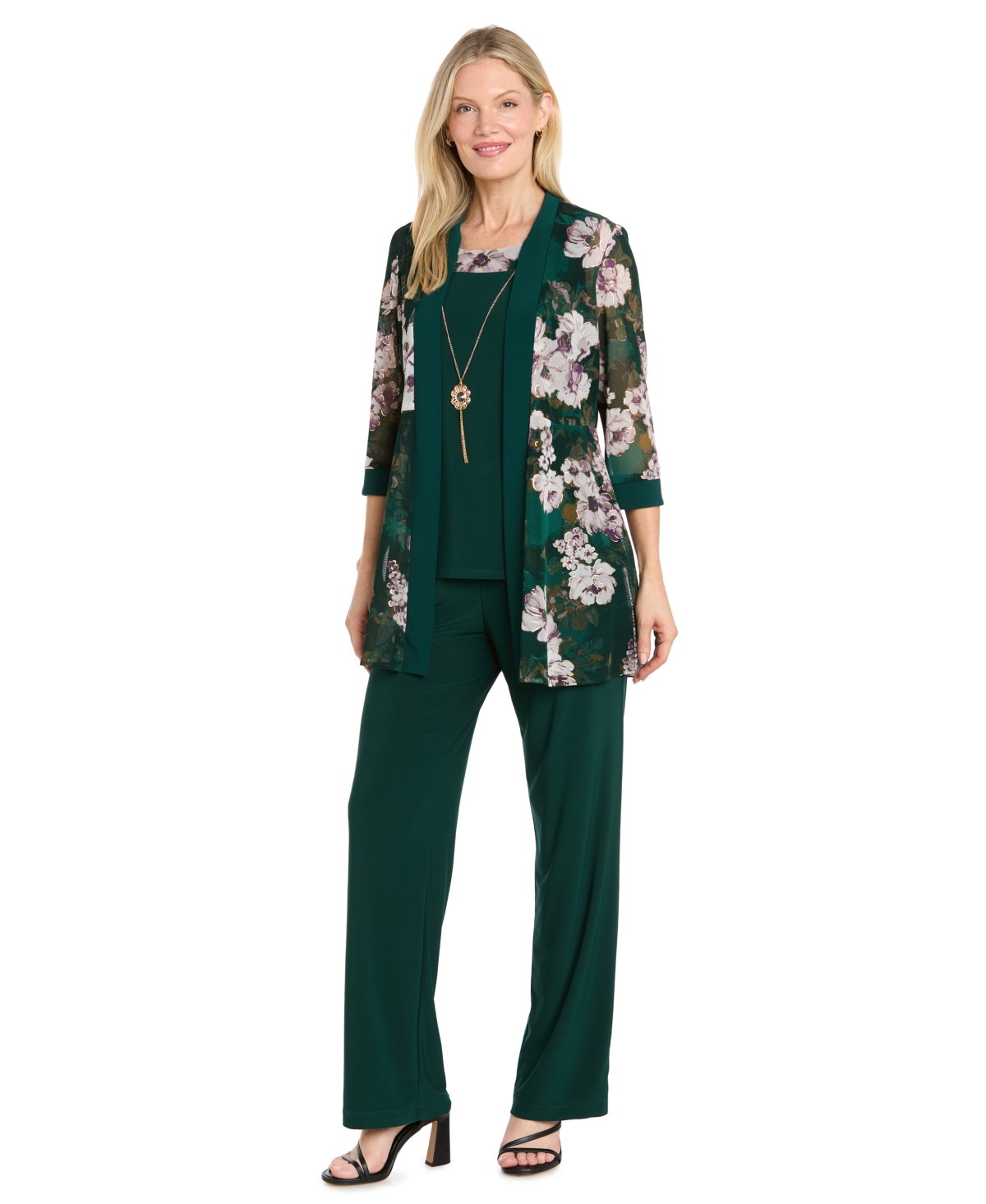 Click here for R & M Richards Womens Floral-Print Mesh Wide-Leg J... prices