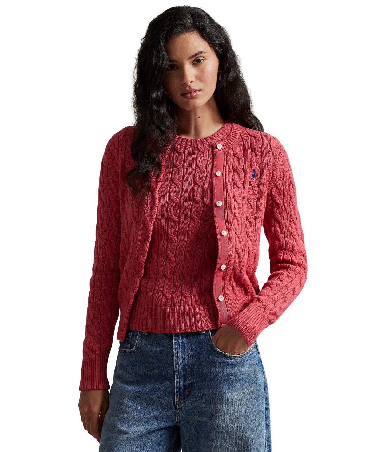 Click here for Polo Ralph Lauren Womens Cable-Knit Cotton Crewnec... prices