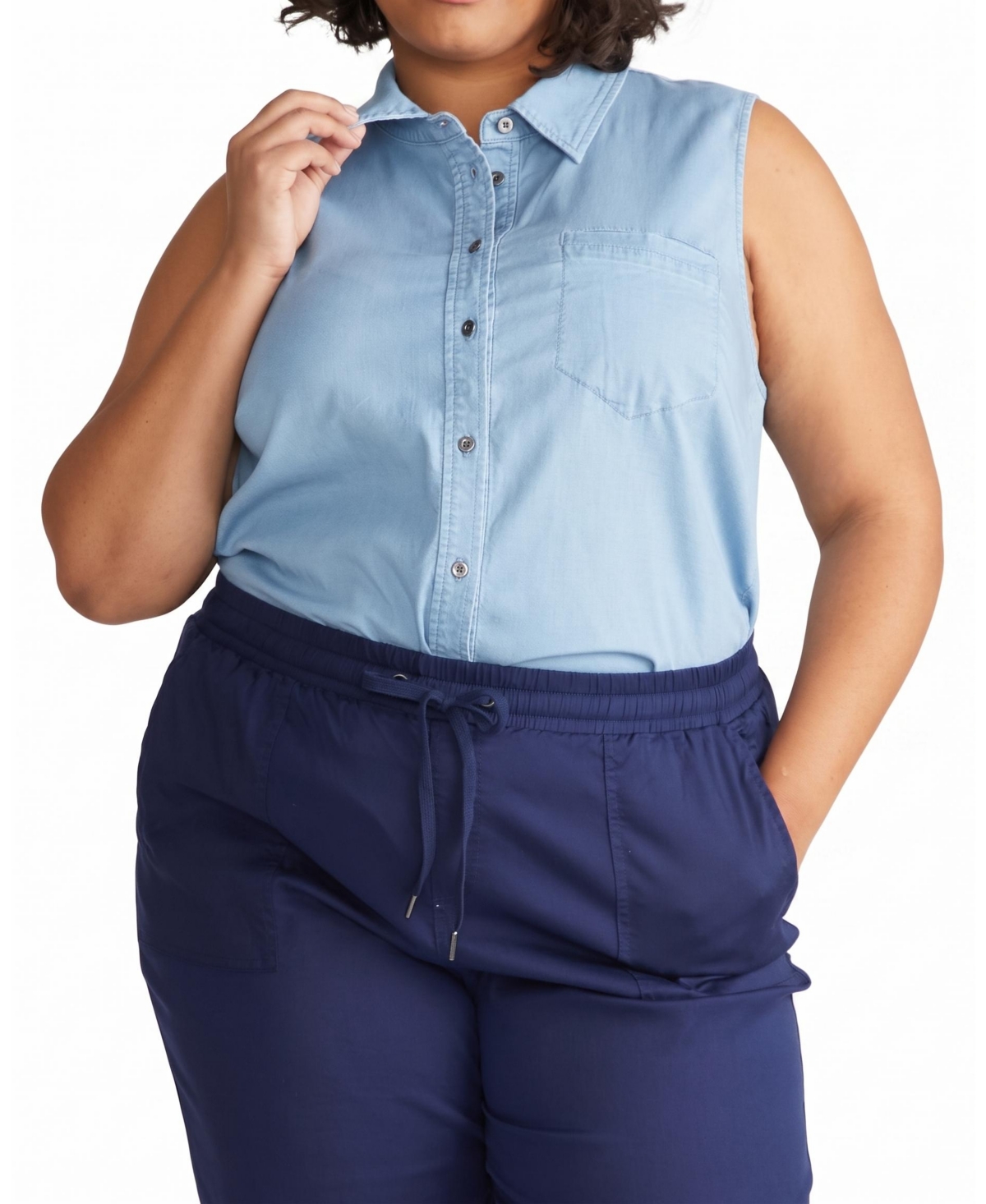 Click here for Universal Standard Plus Size Chambray Sleeveless B... prices