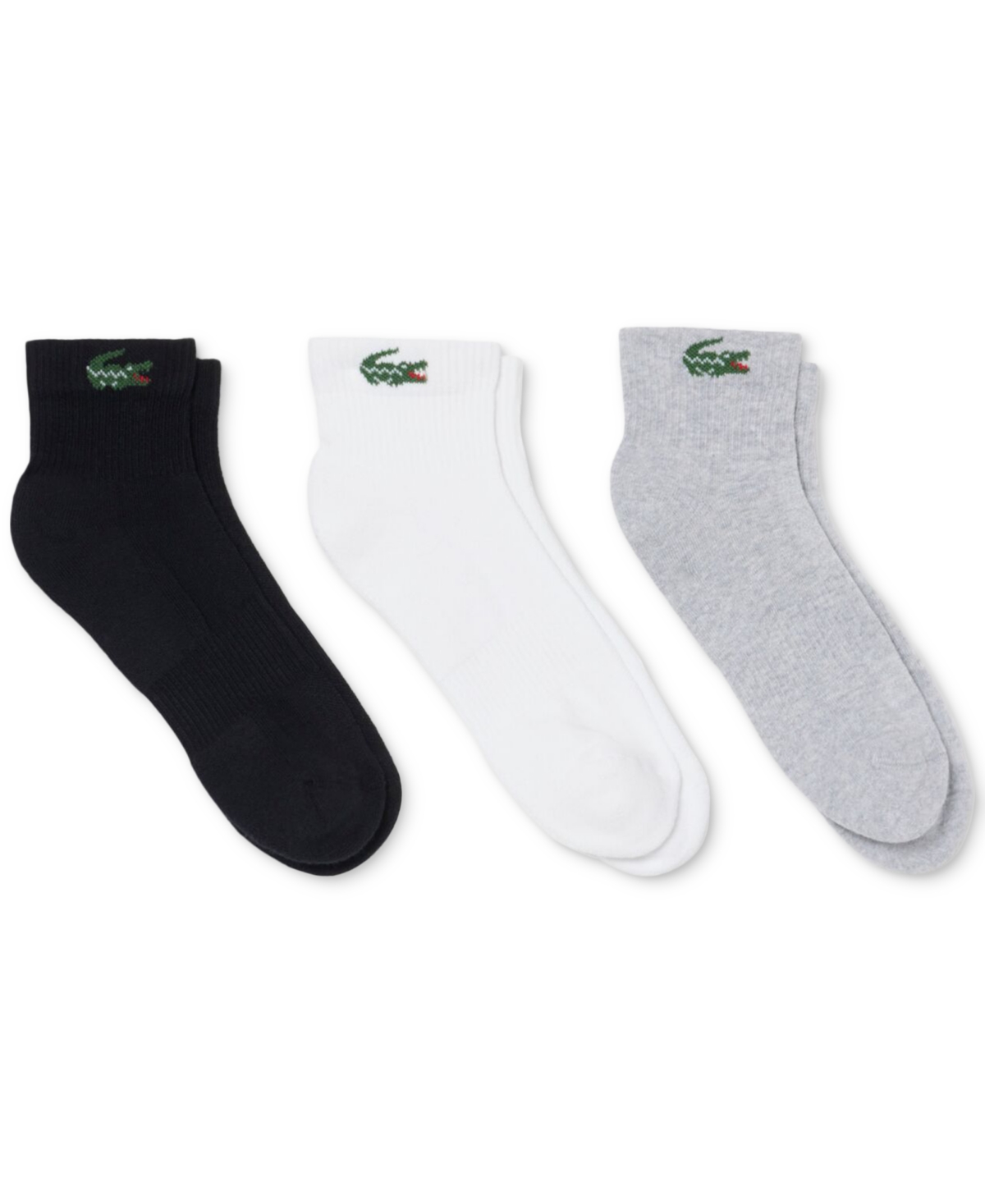 Click here for Lacoste Mens Ribbed-Cuff Ankle Socks  3-Pack - Whi... prices