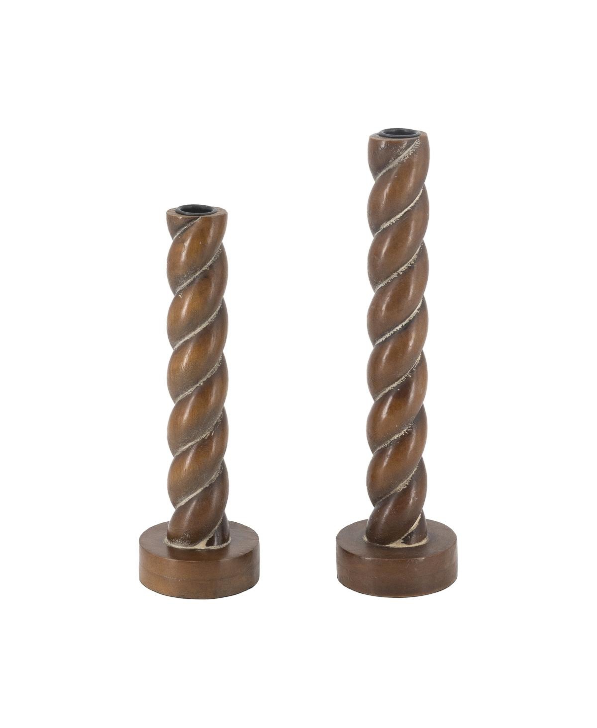 Click here for Yobtop Brown Birch Wood Candle Holders Set of 2 -... prices