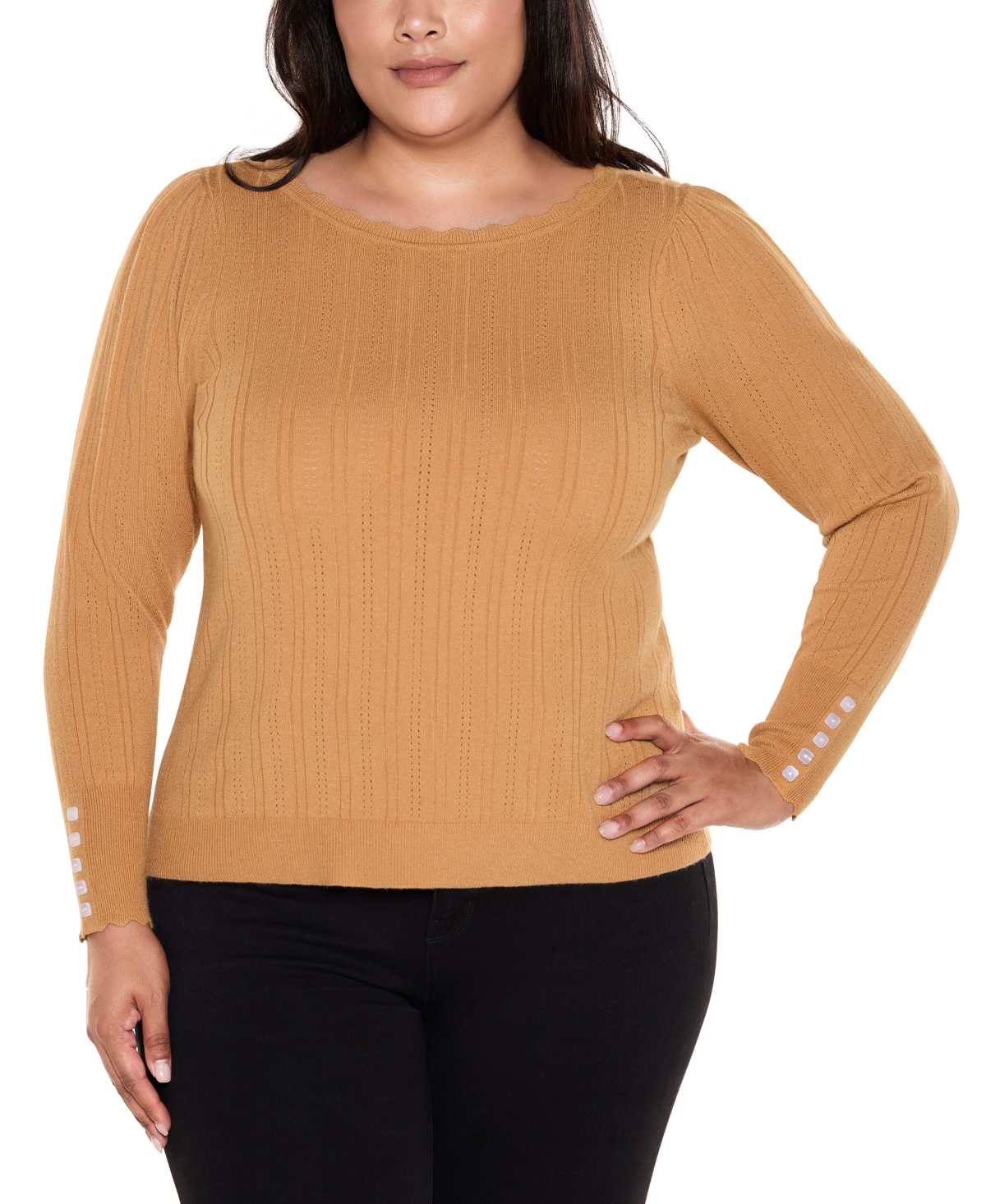 Click here for Belldini Womens Scalloped-Trim Boat Neck Sweater -... prices