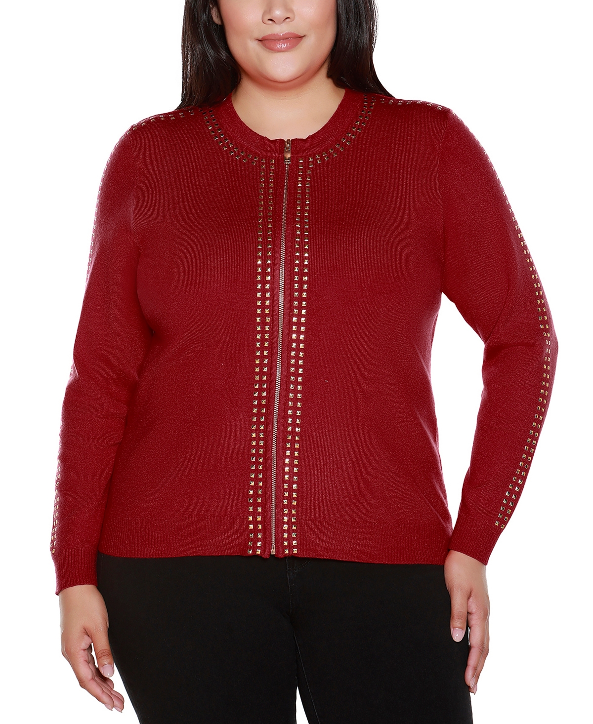 Click here for Belldini Plus Size Black Label Full-Zip Embellishe... prices