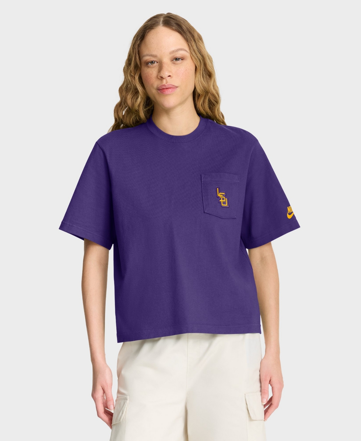 Click here for Nike Womens Purple Lsu Tigers Legacy Pocket Boxy T... prices