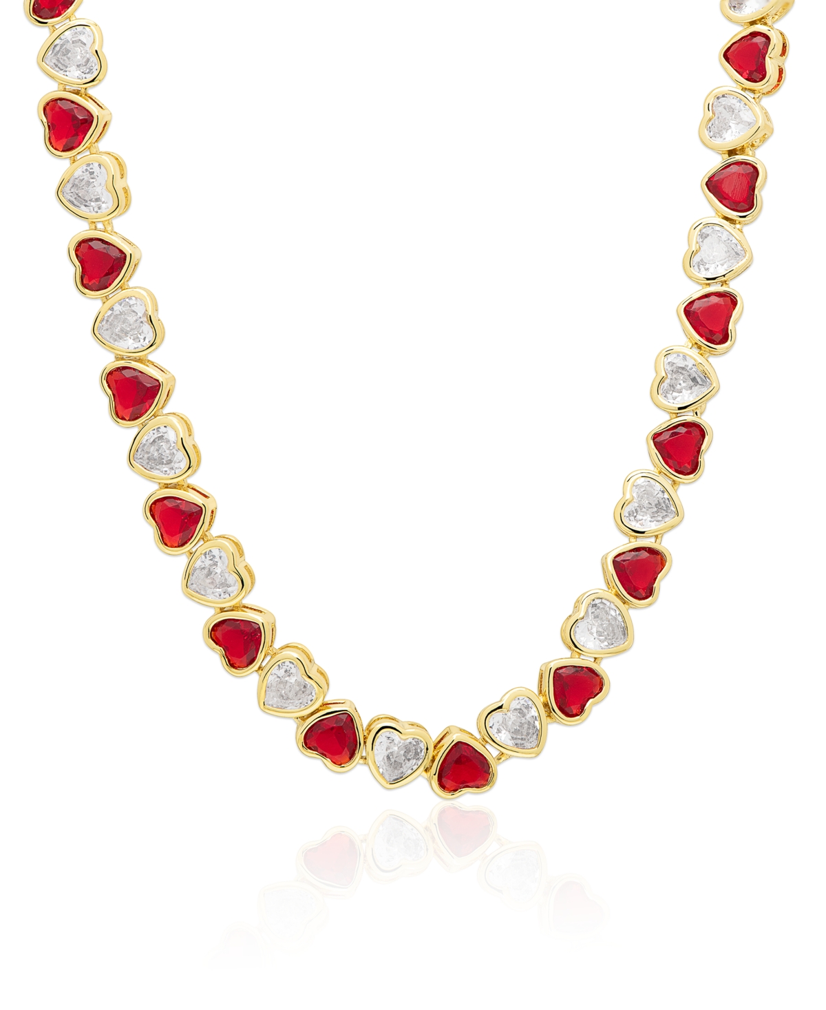 Click here for Macys Simulated Ruby and Cubic Zirconia Bezel Hear... prices