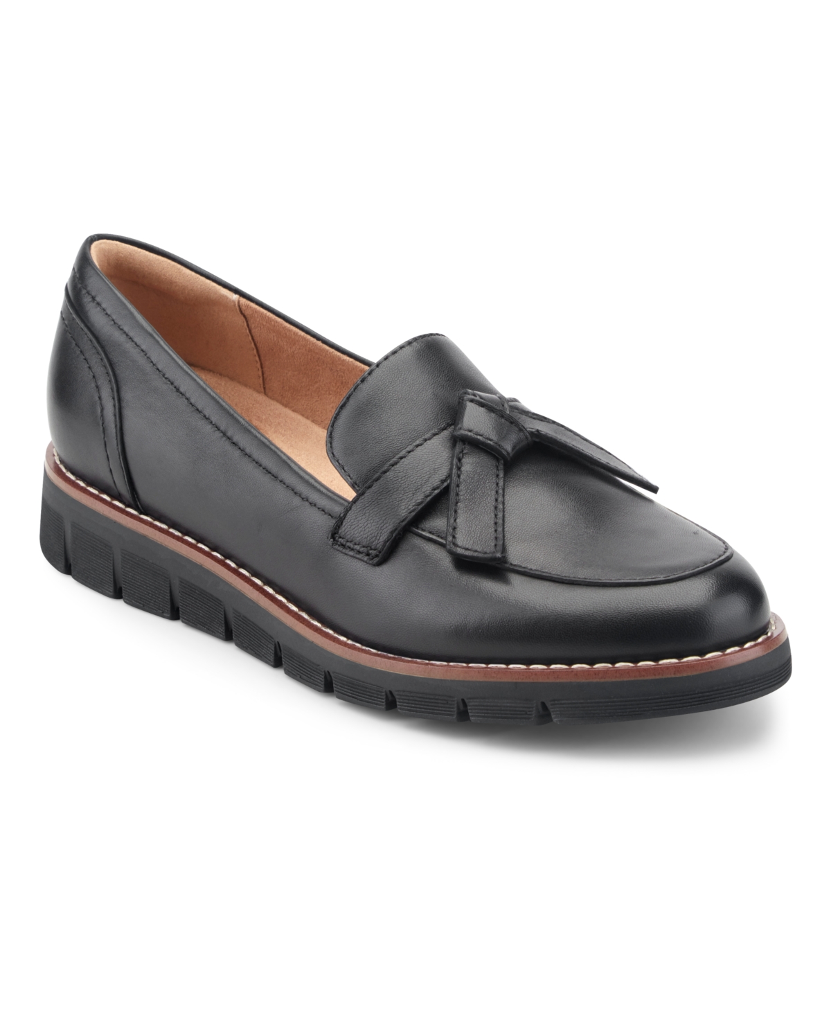 Click here for Easy Spirit Womens Vinaya eFlex Loafers - Black Le... prices