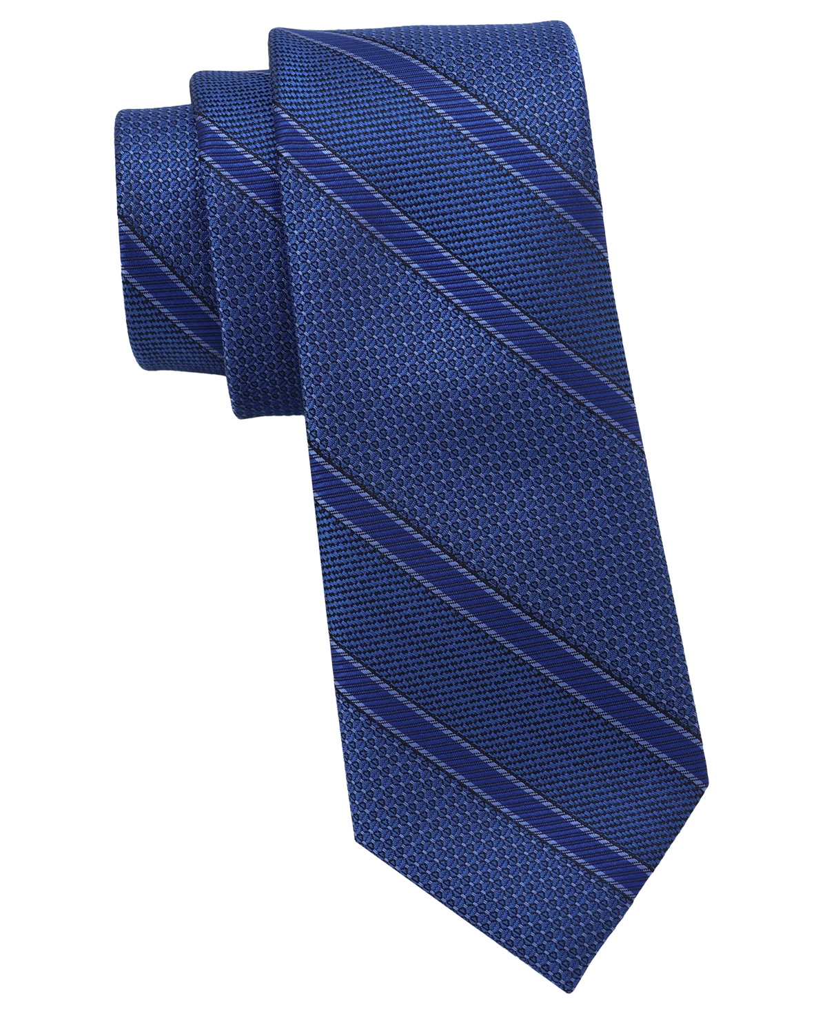Click here for Dkny Mens Texture Stripe Slim Tie - Blue prices