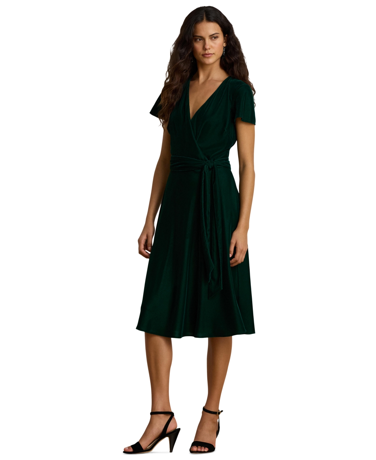 Click here for Lauren Ralph Lauren Womens Velvet Surplice Midi Dr... prices