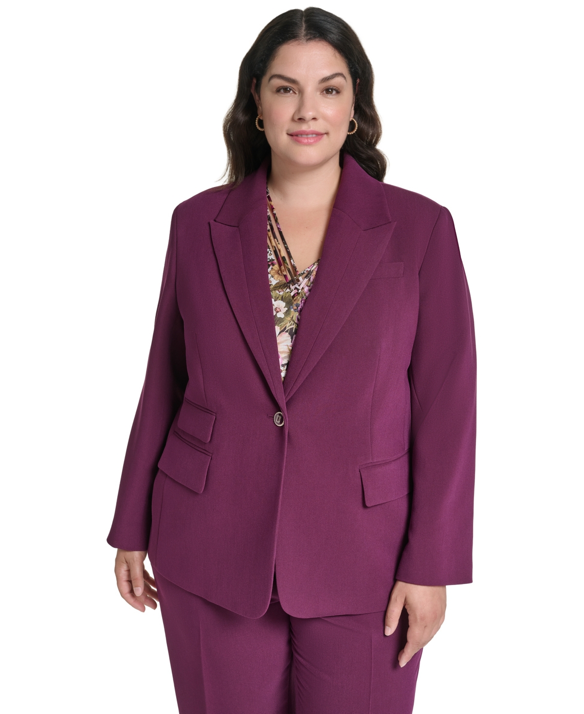 Click here for Karl Lagerfeld Paris Plus Size V-Neck One-Button W... prices
