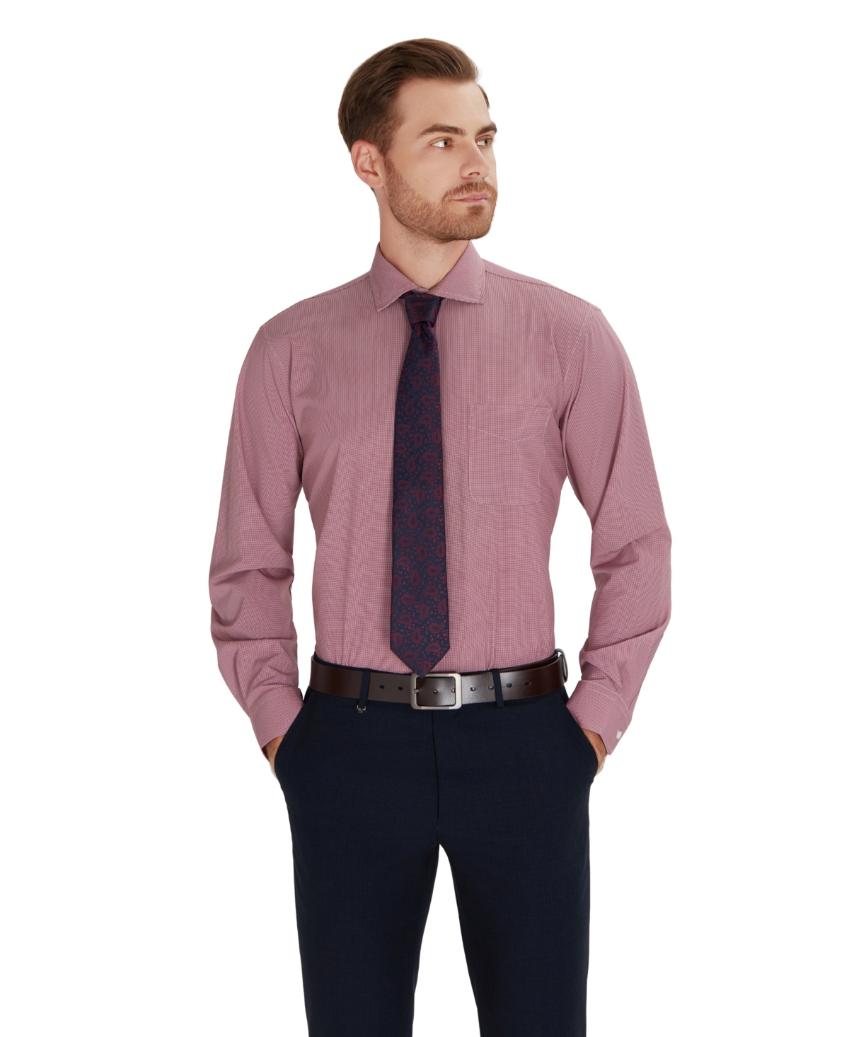 Click here for Club Room Mens Regular-Fit Houndstooth Dress Shirt... prices