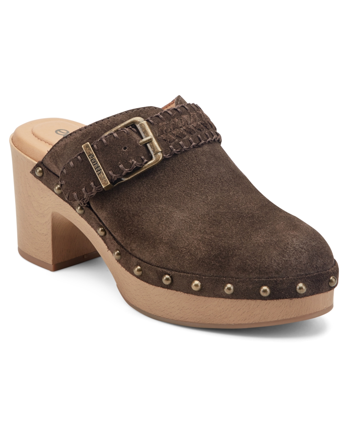 Click here for Earth Womens Gilly Suede Studded Block Heel Clogs... prices