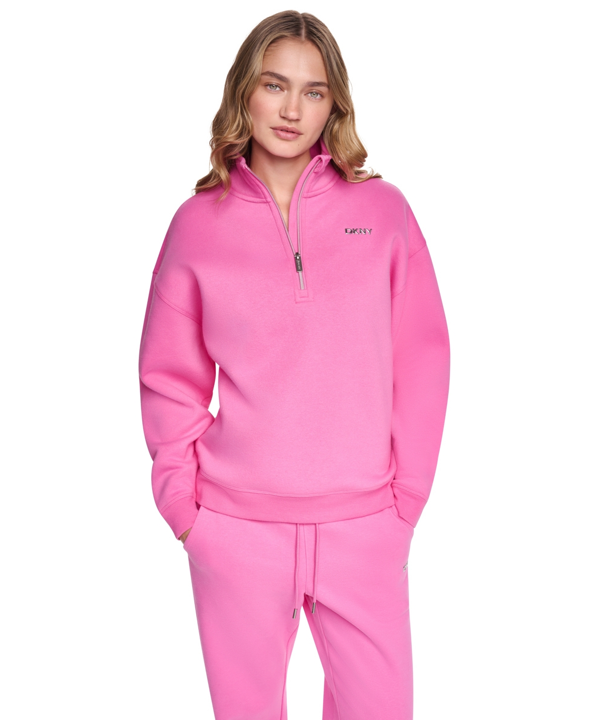 Click here for Dkny Sport Womens Metallic Bubble Logo Zipper Swea... prices