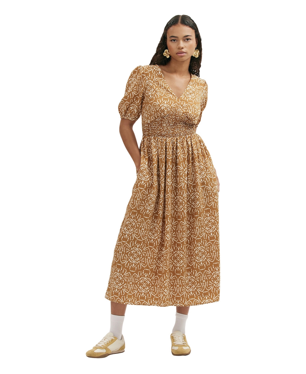 Click here for Finery London Womens Kiara Printed V-Neck Midi Dre... prices