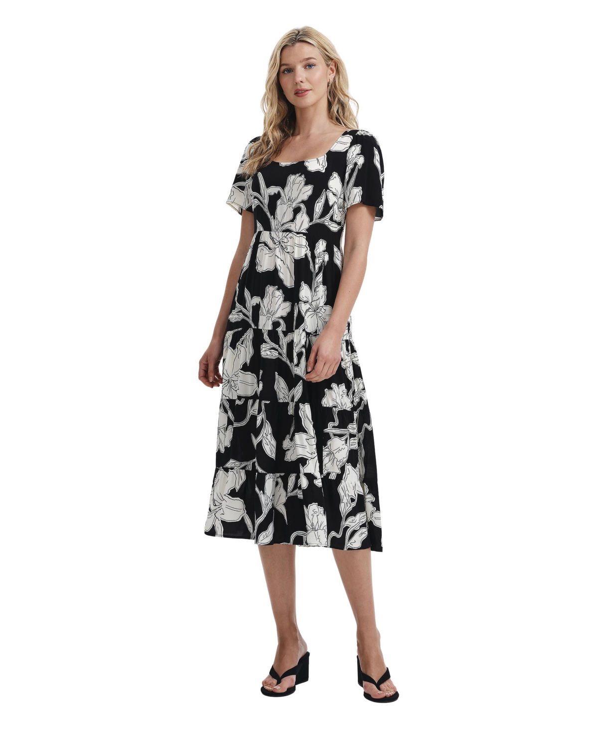 Click here for Finery London Womens Teresa Floral Print Tiered Mi... prices