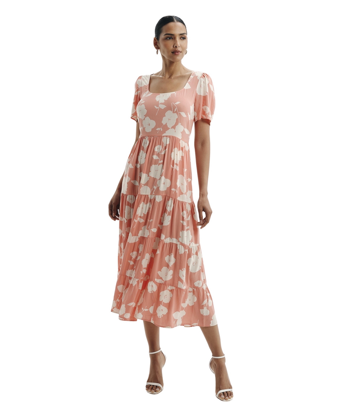 Click here for Finery London Womens Teresa Floral Print Tiered Mi... prices