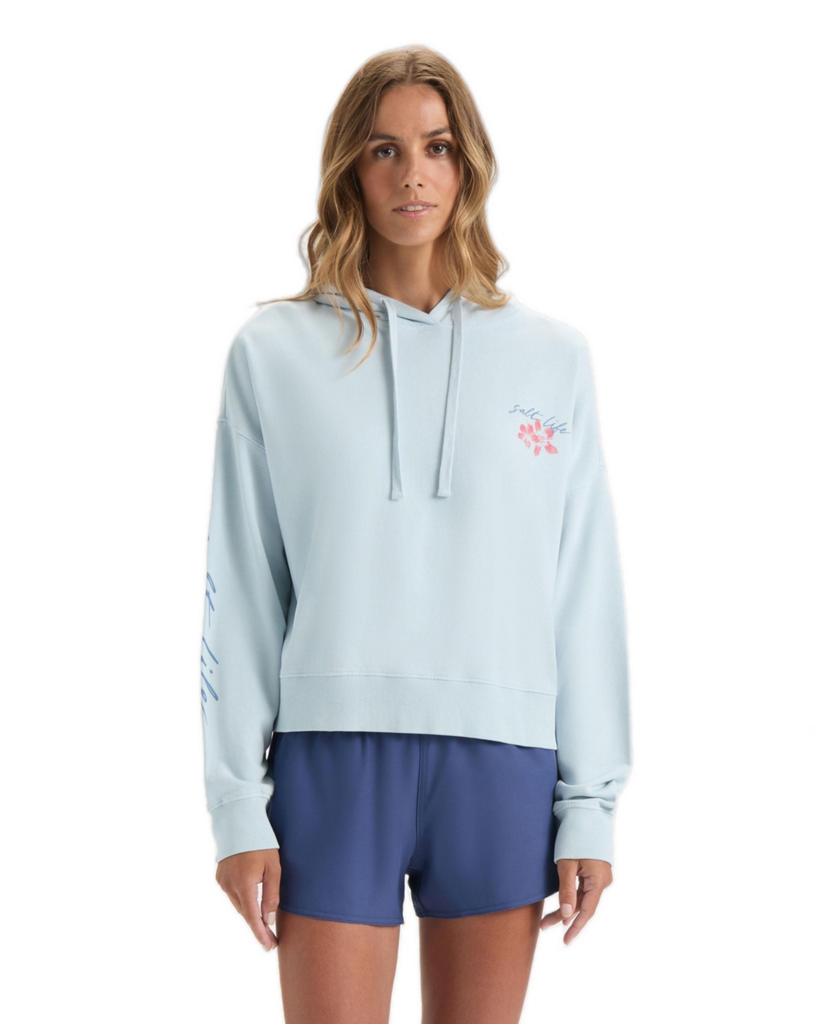 Click here for Salt Life Womens Mahi Bloom Cropped Hoodie - Mist prices