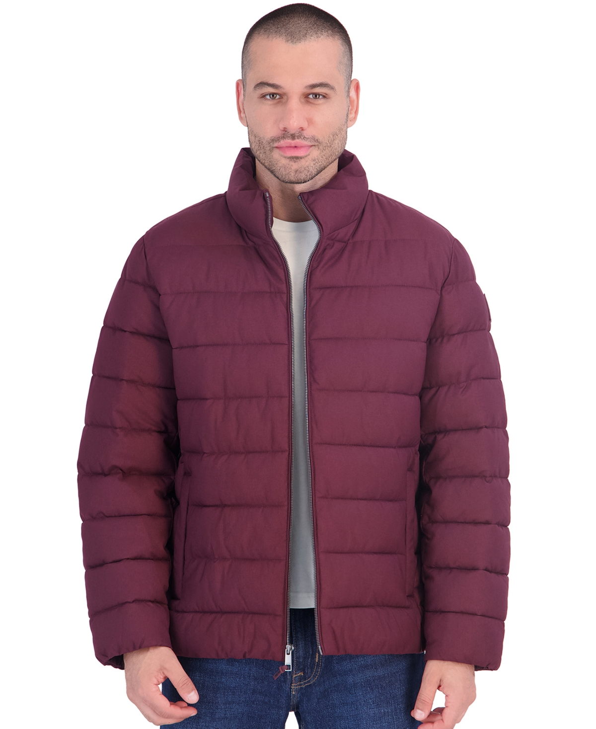 Click here for Calvin Klein Mens Stretch Puffer Jacket - Burgandy prices