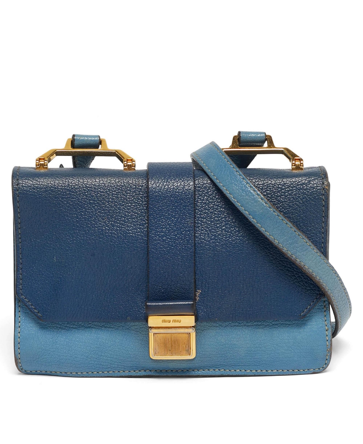 Click here for Pre-Owned Miu Miu Womens Two-Tone Madras Leather F... prices