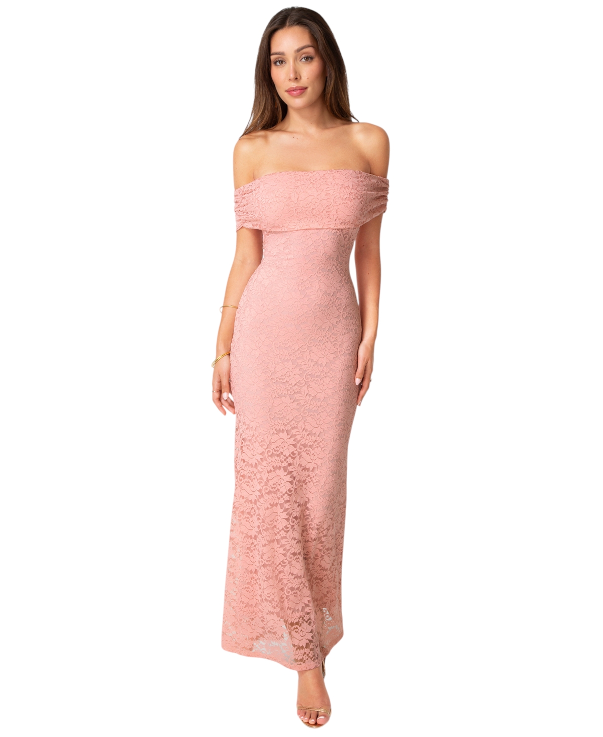 Click here for Bebe Womens Off-the-Shoulder Lace Maxi Dress - Ros... prices