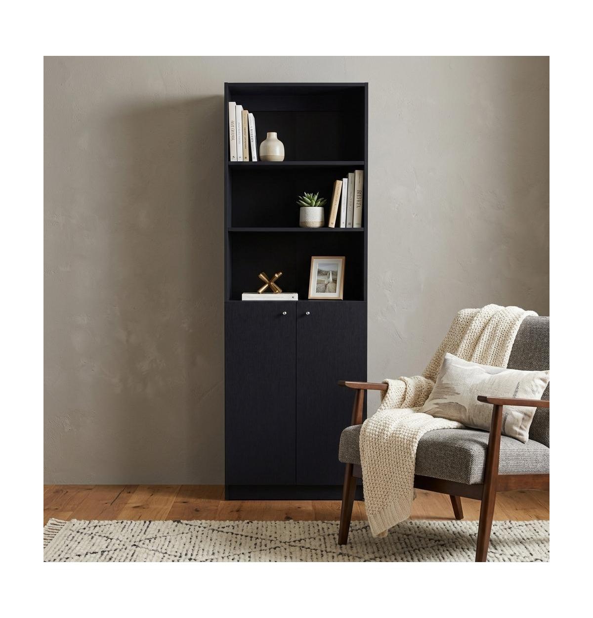 Click here for HomeRoots 71 Five Tier Bookcase with Two doors - B... prices