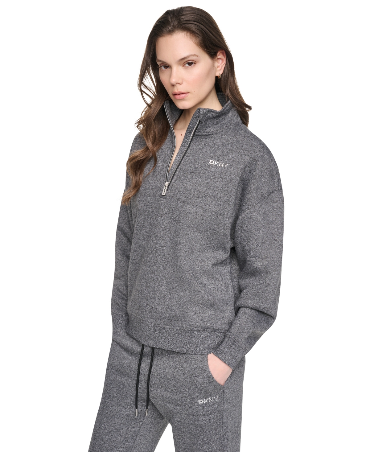 Click here for Dkny Sport Womens Metallic Bubble Logo Zipper Swea... prices