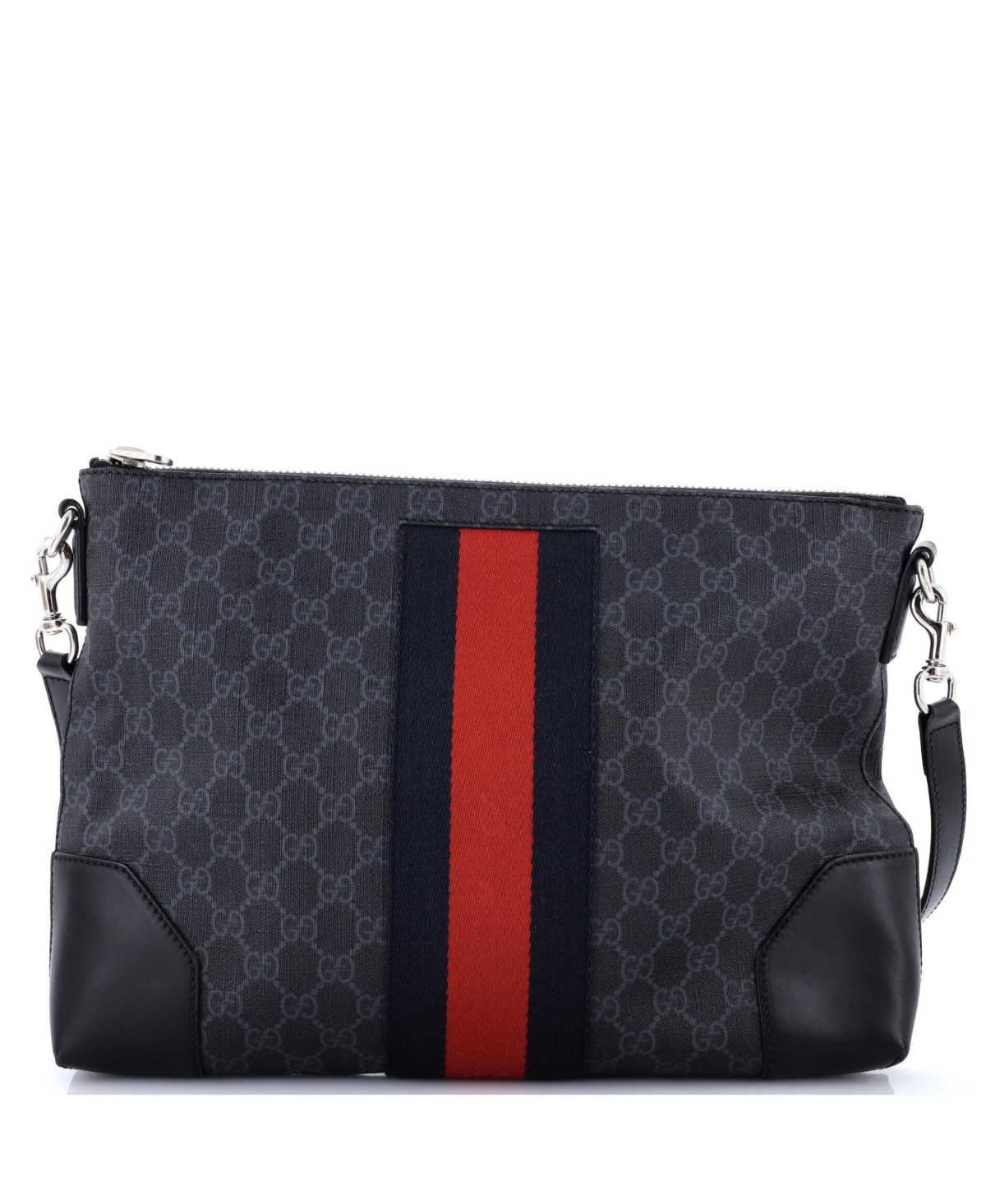 Click here for Pre-Owned Gucci Medium Web Zip Flat Messenger Gg C... prices