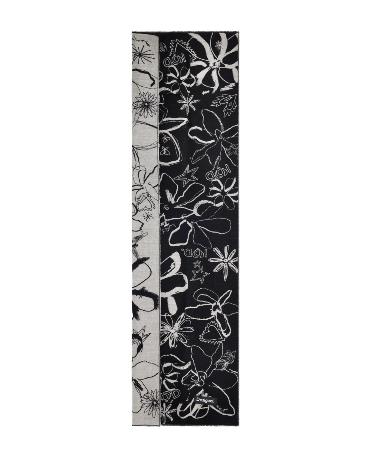 Click here for Desigual Womens Long printed scarf - White prices