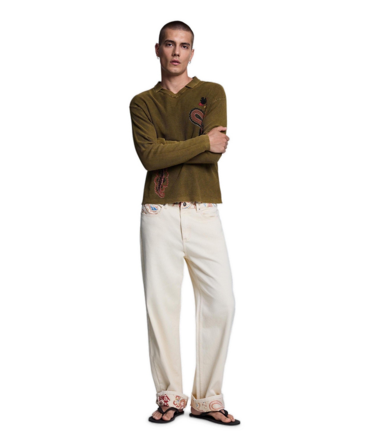 Click here for Desigual Mens Paisley Trousers 100 Cotton - Off wh... prices