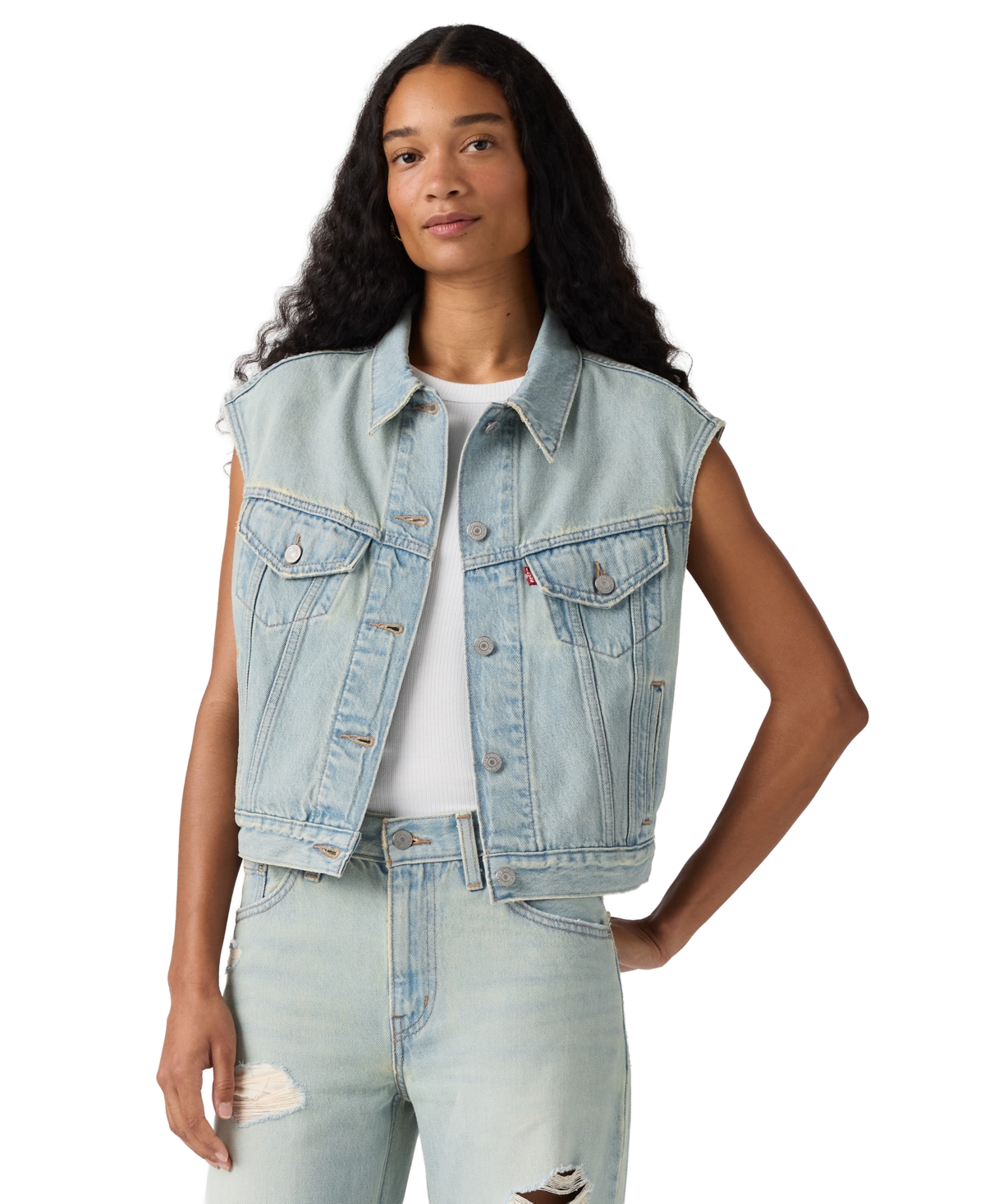 Click here for Levis Womens Premium Shrunken Vest - Que Pasa Truc... prices
