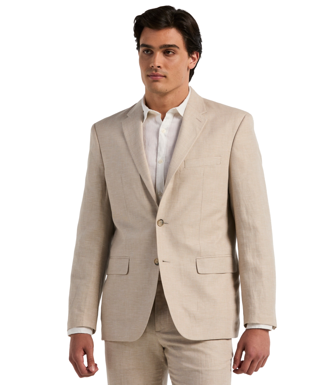 Perry Ellis Mens Herringbone Linen Blazer - Natural linen